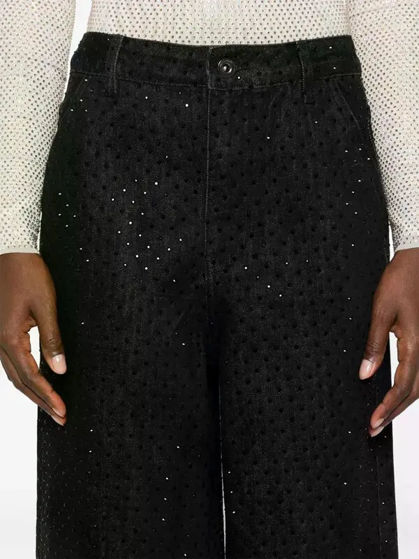SELF-PORTRAIT Rhinestone-embellished Straight Leg Jeans