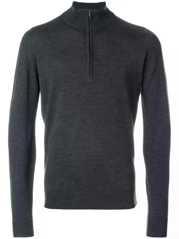 John Smedley Merino Wool Zip-neck Jumper - Grey