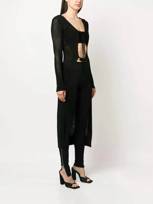 ANDREĀDAMO Semi-sheer Racerback Knitted Cardigan