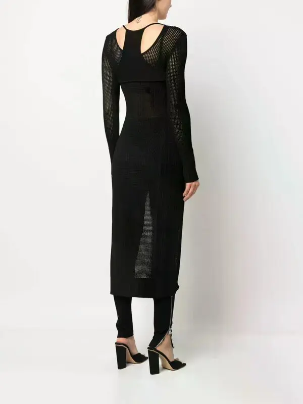 ANDREĀDAMO Semi-sheer Racerback Knitted Cardigan