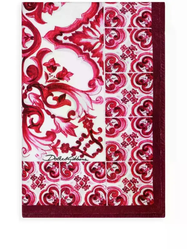 Dolce & Gabbana Majolica-print Terry-cloth Beach Towel - White