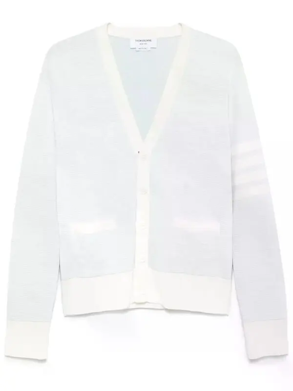 Thom Browne 4-bar Stripe V-neck Cardigan - Blue