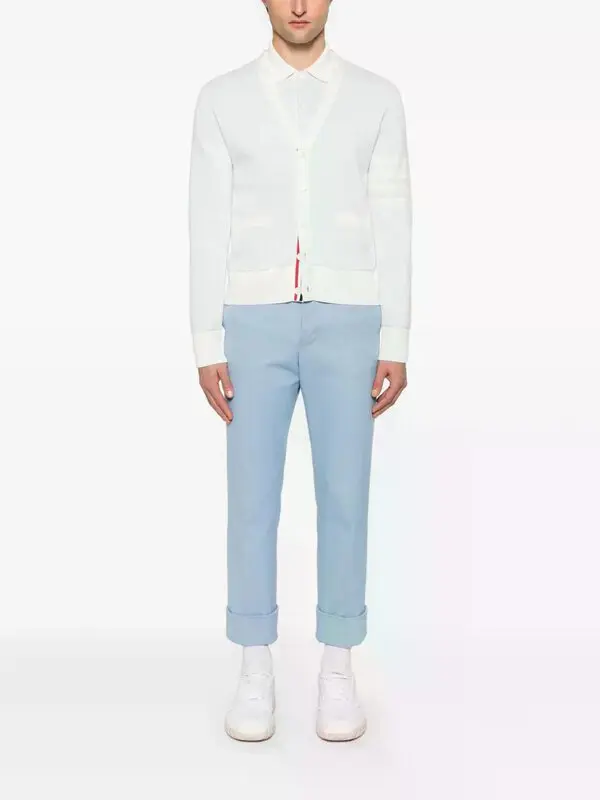 Thom Browne 4-bar Stripe V-neck Cardigan - Blue