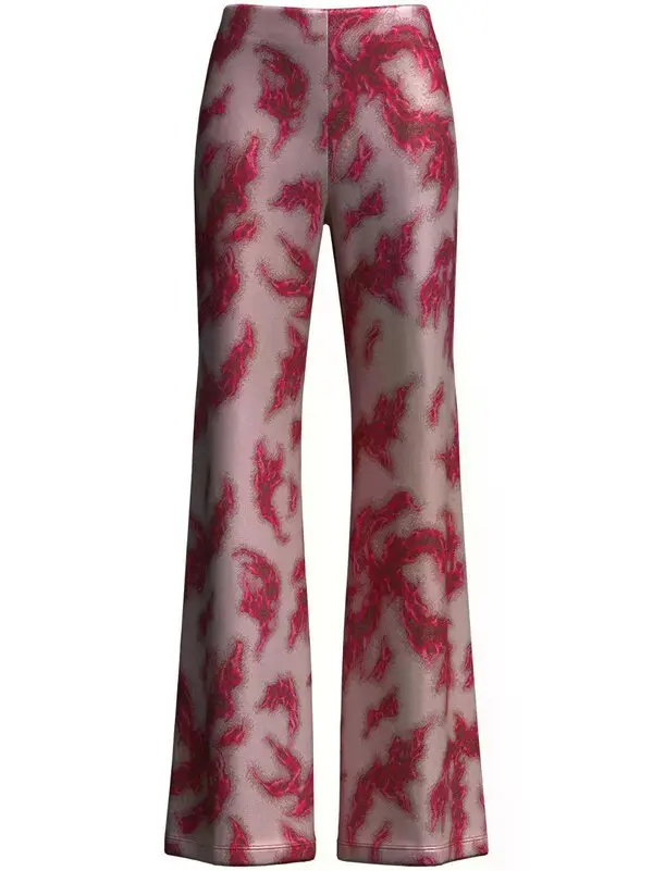 MARGHERITA MACCAPANI Graphic-print Flared Trousers - Red