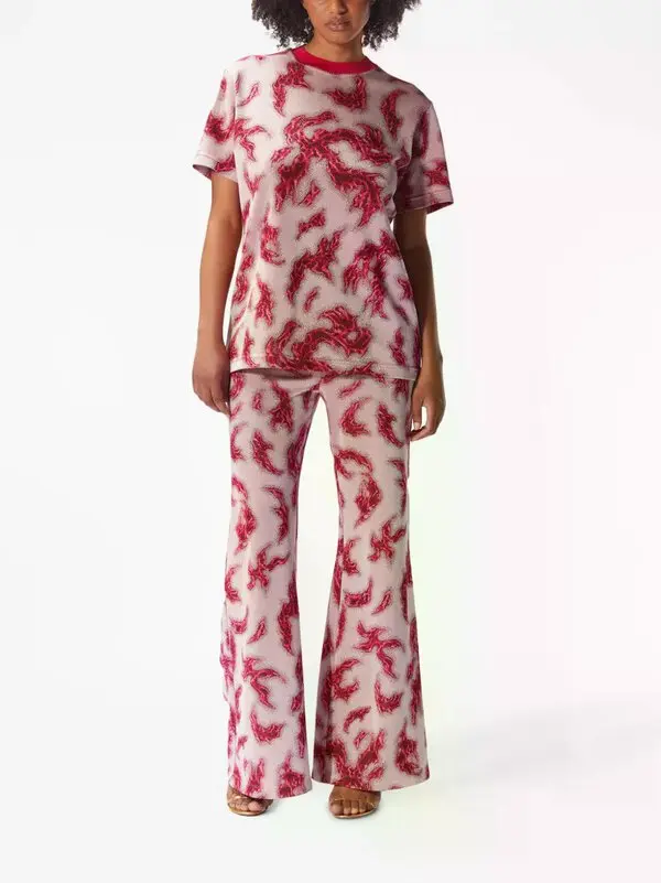 MARGHERITA MACCAPANI Graphic-print Flared Trousers - Red