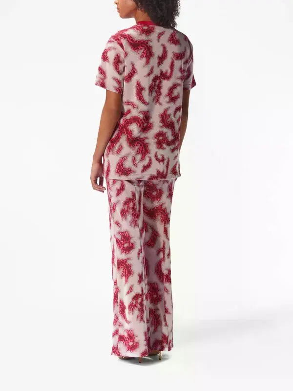 MARGHERITA MACCAPANI Graphic-print Flared Trousers - Red