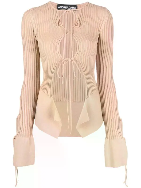 ANDREĀDAMO Cut-out Ribbed Knit Top