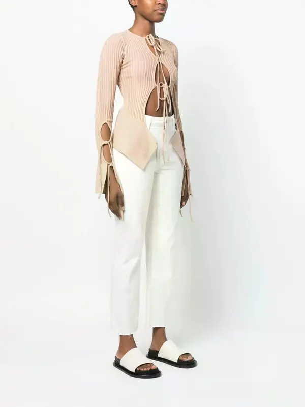 ANDREĀDAMO Cut-out Ribbed Knit Top