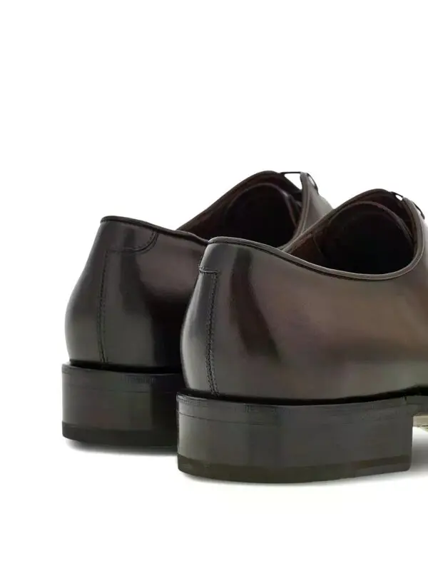 FERRAGAMO Tramezza Almond-toe Leather Oxford Shoes - Brown