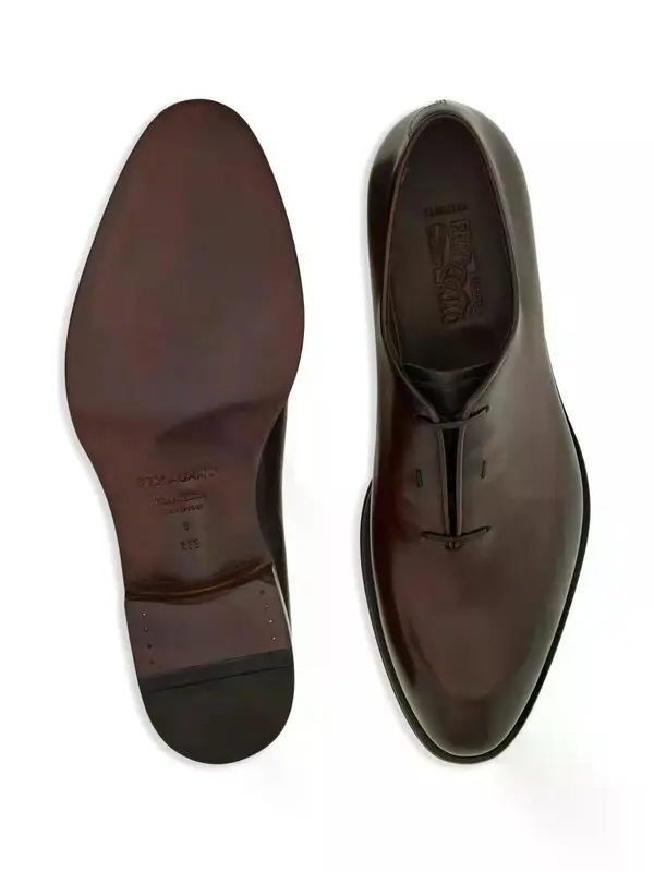 FERRAGAMO Tramezza Almond-toe Leather Oxford Shoes - Brown
