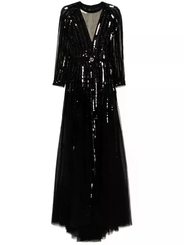 SAIID KOBEISY Sequin Long Dress - Black
