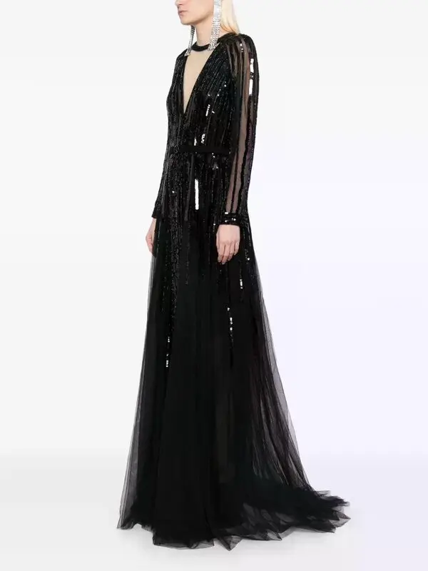 SAIID KOBEISY Sequin Long Dress - Black
