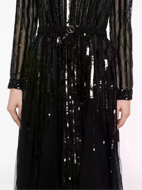 SAIID KOBEISY Sequin Long Dress - Black