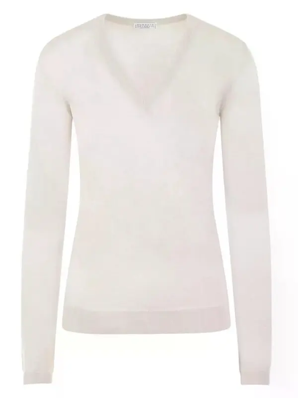 Brunello Cucinelli Cashmere-blend V-neck Jumper - Neutrals