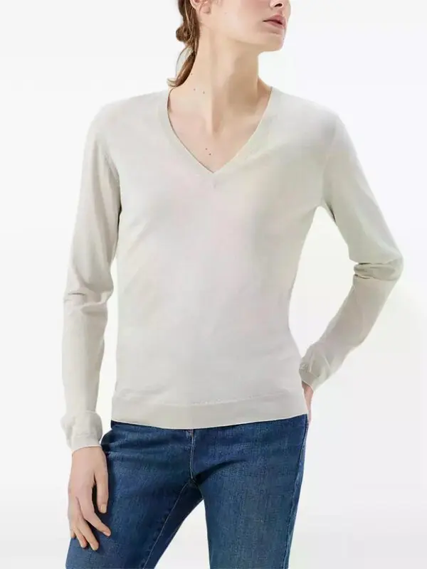 Brunello Cucinelli Cashmere-blend V-neck Jumper - Neutrals