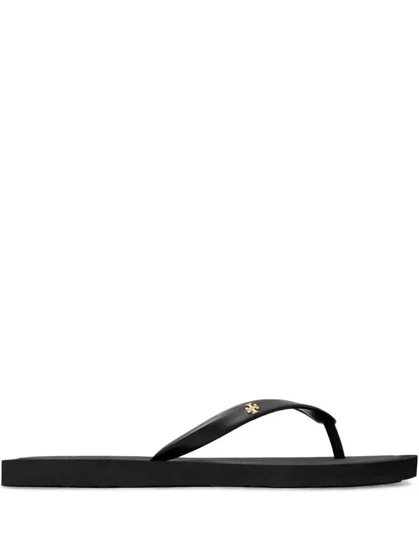 Tory Burch Kira Flip Flops With Logo Detail - Black