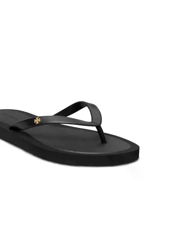 Tory Burch Kira Flip Flops With Logo Detail - Black
