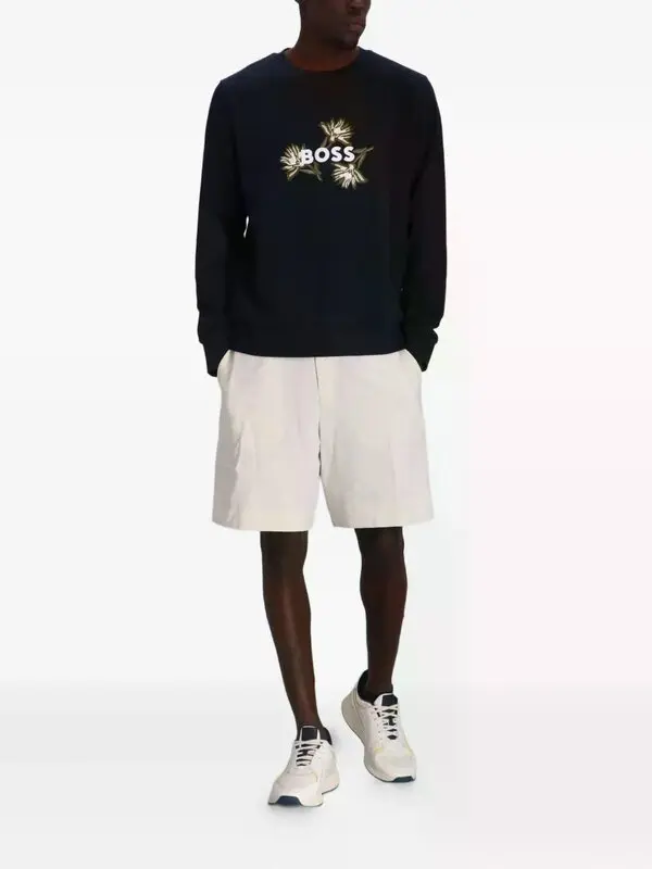 BOSS Floral-embroidered Sweatshirt - Blue
