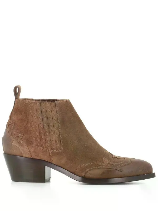Sartore Suede Cuban Heel Boots - Neutrals