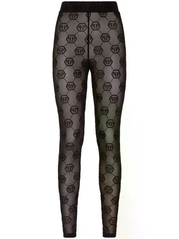 Philipp Plein Monogram-pattern Tulle Leggings
