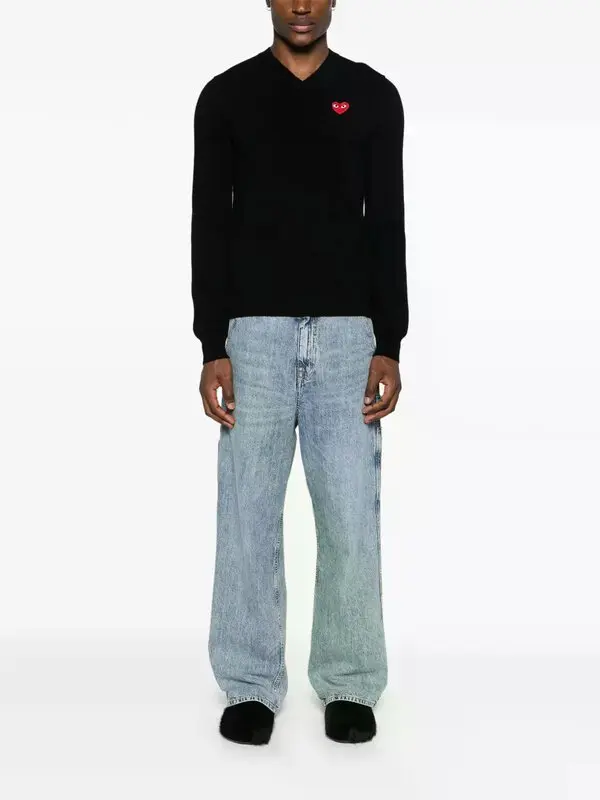 Play Comme Des Garcon Heart-patch Wool Jumper - Black