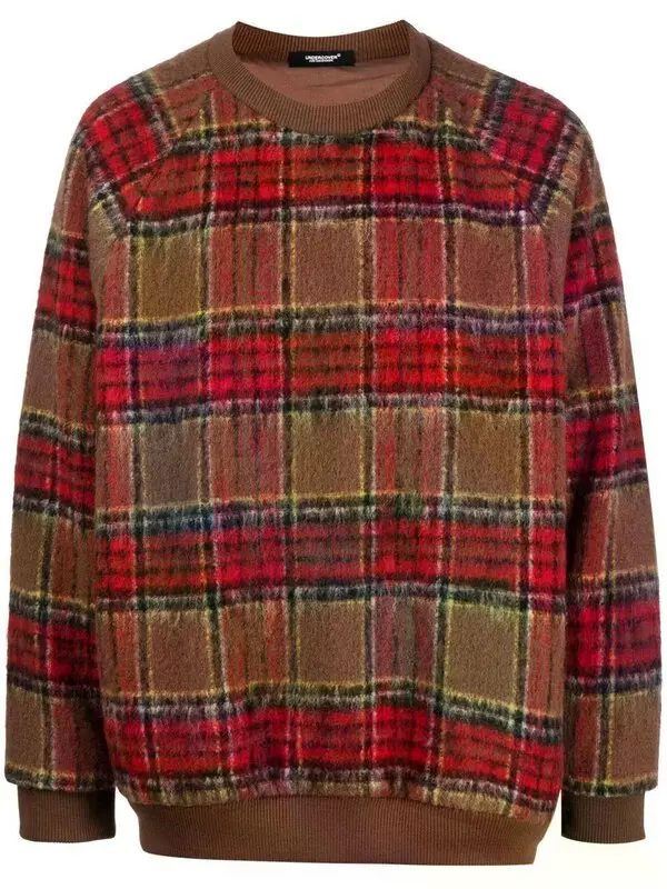 Undercover Plaid Check Pattern Sweatshirt