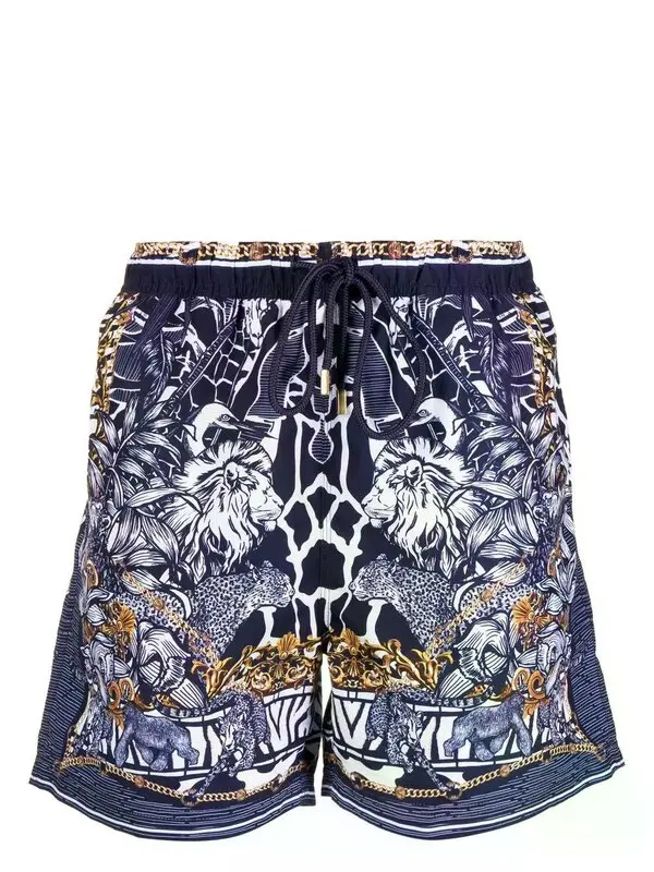 Camilla Graphic-print Elasticated Swim Shorts - Blue