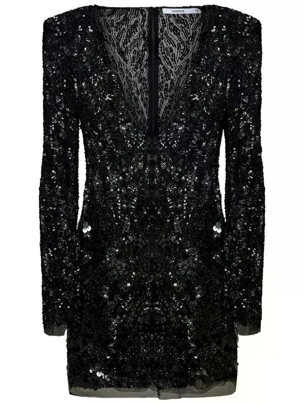 ROOM76 Sequin-embellished Mini Dress - Black