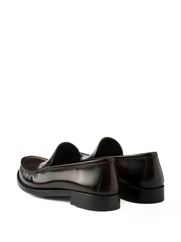 Prada Brushed Leather Loafers - Brown