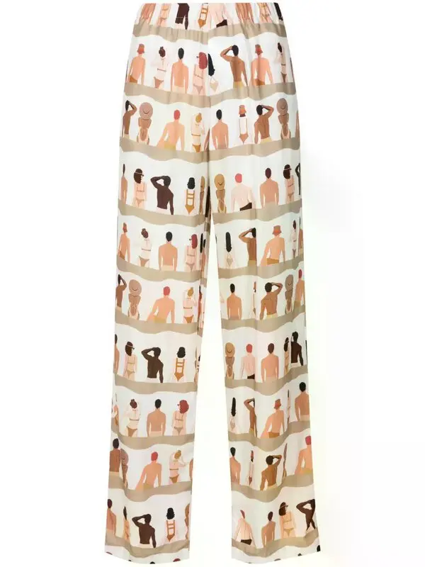 AMIR SLAMA Swimmer-print Straight-leg Trousers - Neutrals