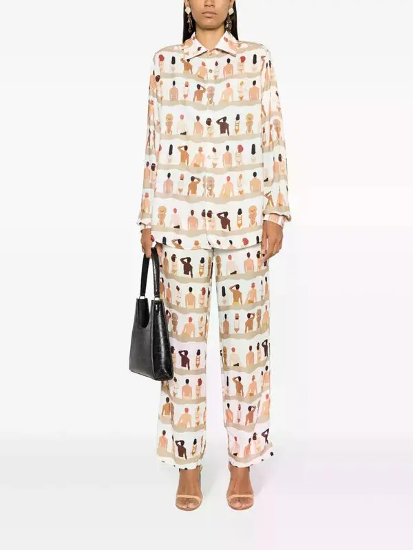 AMIR SLAMA Swimmer-print Straight-leg Trousers