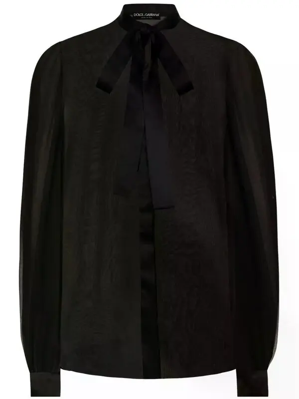 Dolce & Gabbana Pussy-bow Silk Chiffon Shirt