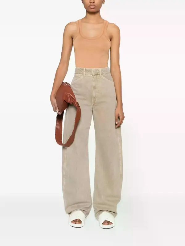 LEMAIRE Ribbed Cotton Top - Brown