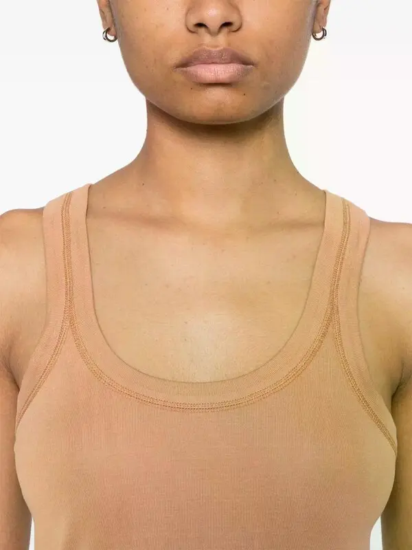 LEMAIRE Ribbed Cotton Top - Brown