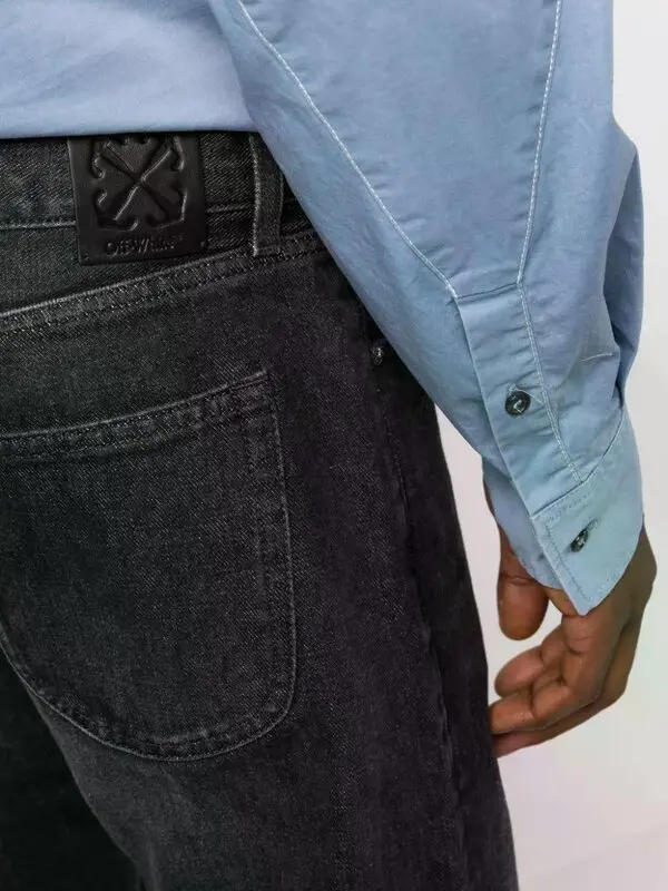 Off-White Arr Tab Logo-patch Tapered Jeans