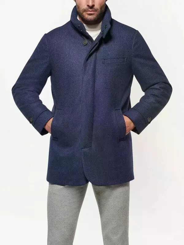NORWEGIAN WOOL Down-lined Herringbone Coat