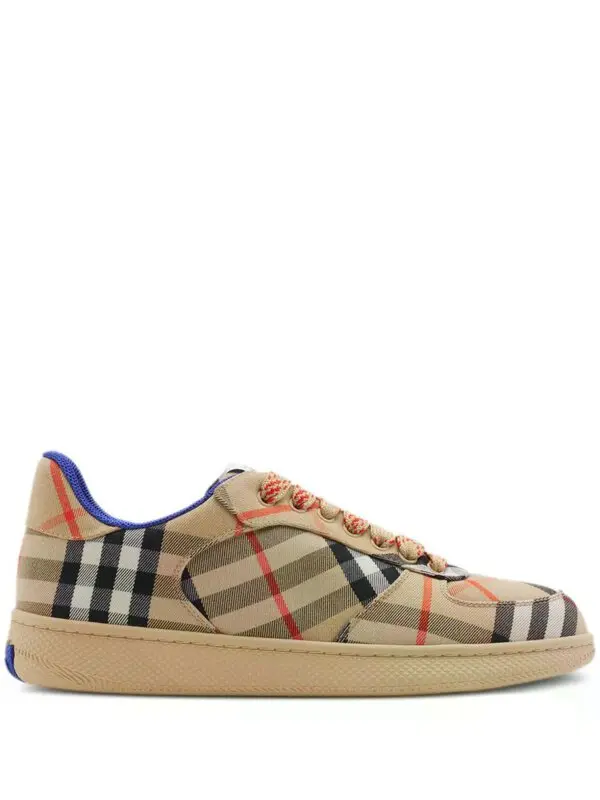 Burberry Checked Canvas Lace-up Sneakers - Neutrals
