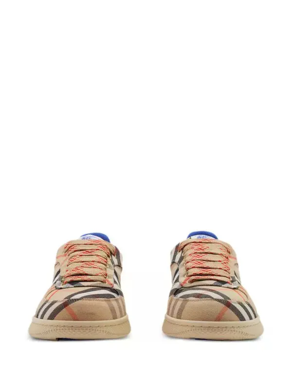 Burberry Checked Canvas Lace-up Sneakers - Neutrals