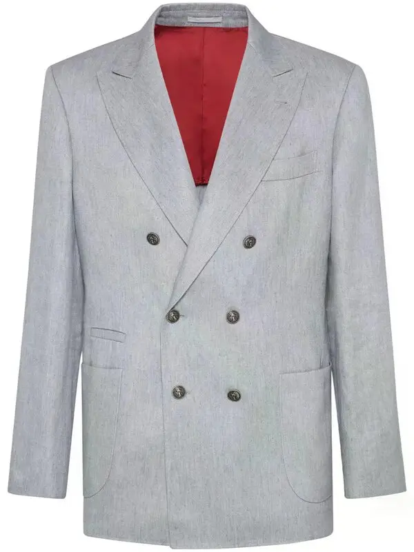 Brunello Cucinelli Double-breasted Linen Blazer