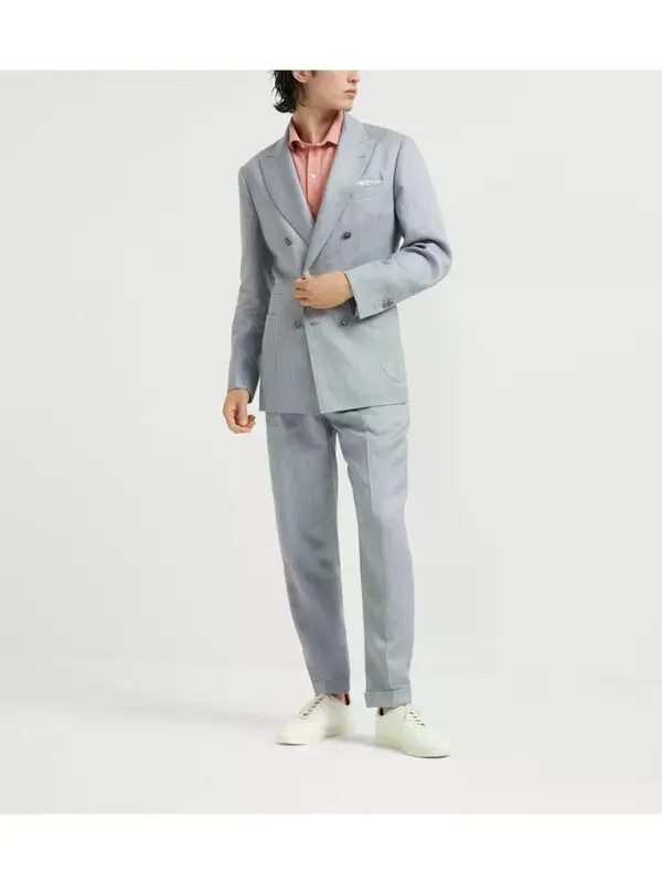 Brunello Cucinelli Double-breasted Linen Blazer