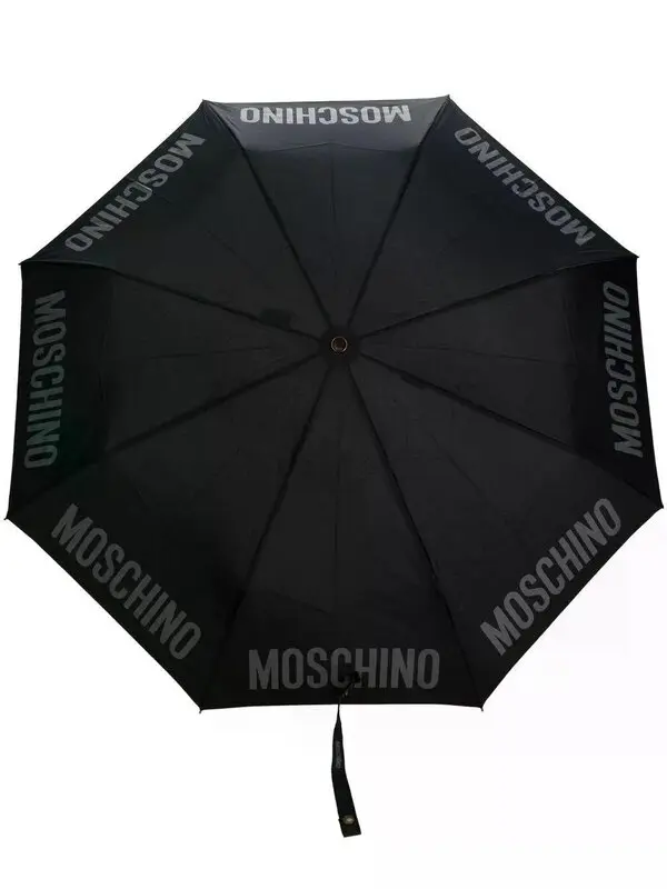 Moschino Logo-print Compact Umbrella - Black