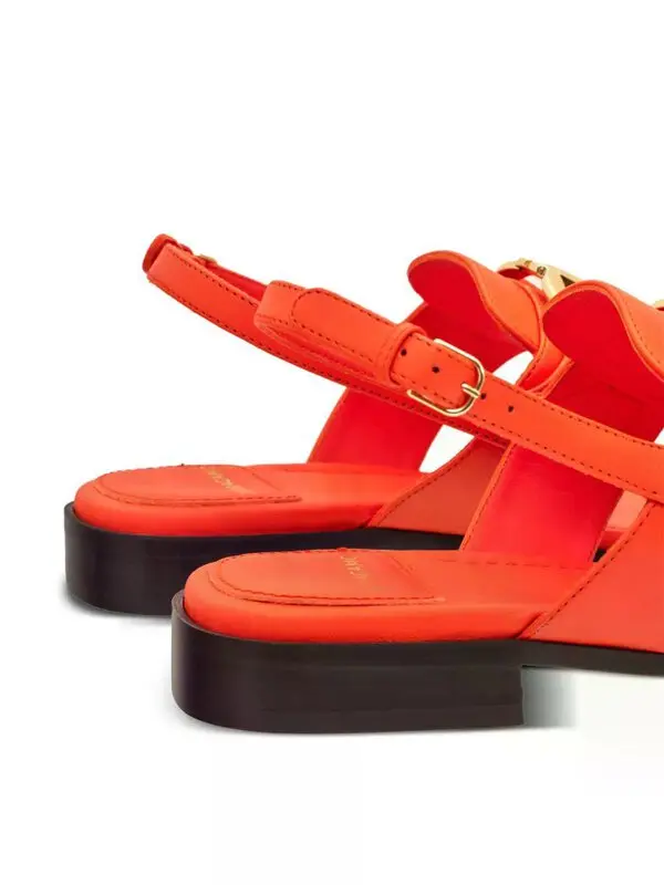 FERRAGAMO Gancini Leather Flat Sandals