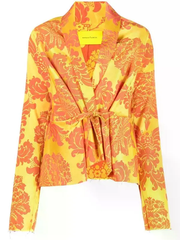 MARQUES' ALMEIDA Floral Print Tie-front Jacket - Yellow