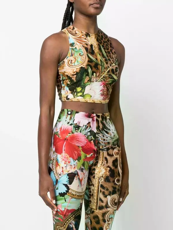 Philipp Plein Baroque Flowers Cropped Top