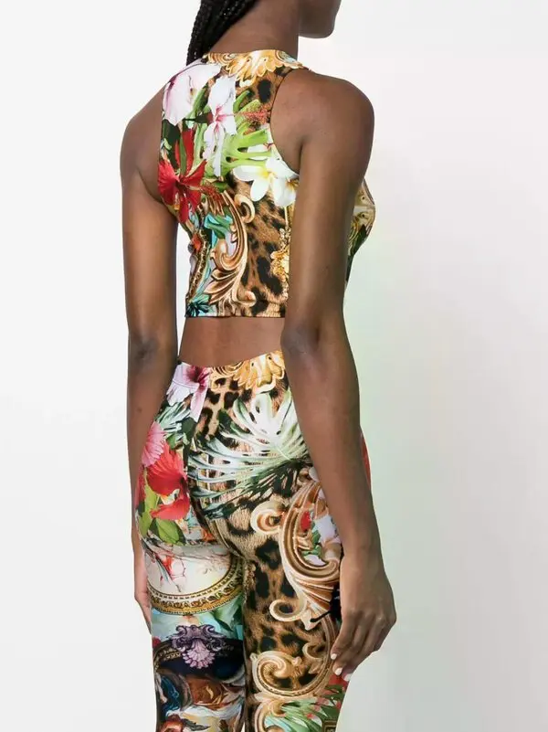 Philipp Plein Baroque Flowers Cropped Top