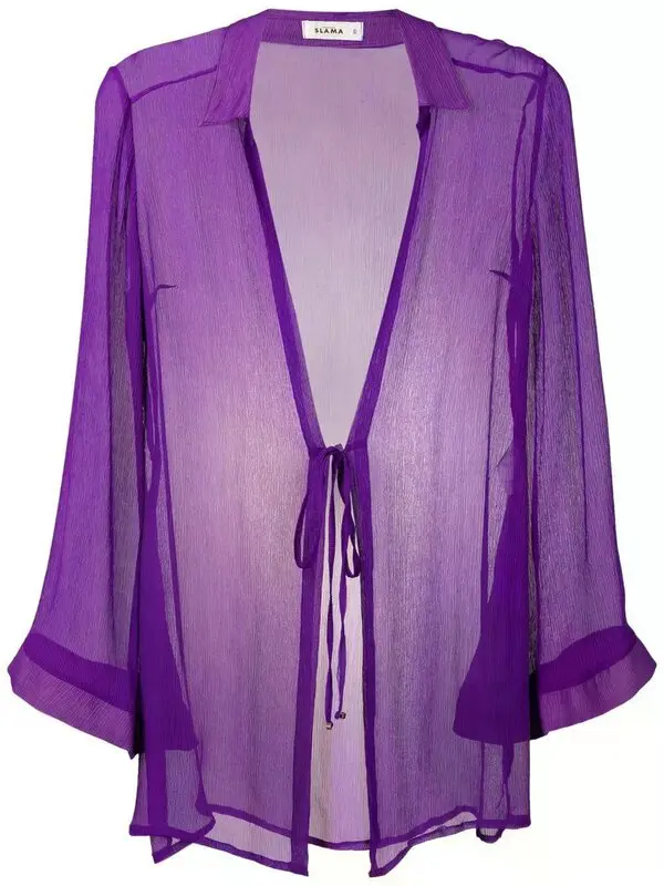 AMIR SLAMA Tie-front Silk Beach Cover-up - Purple