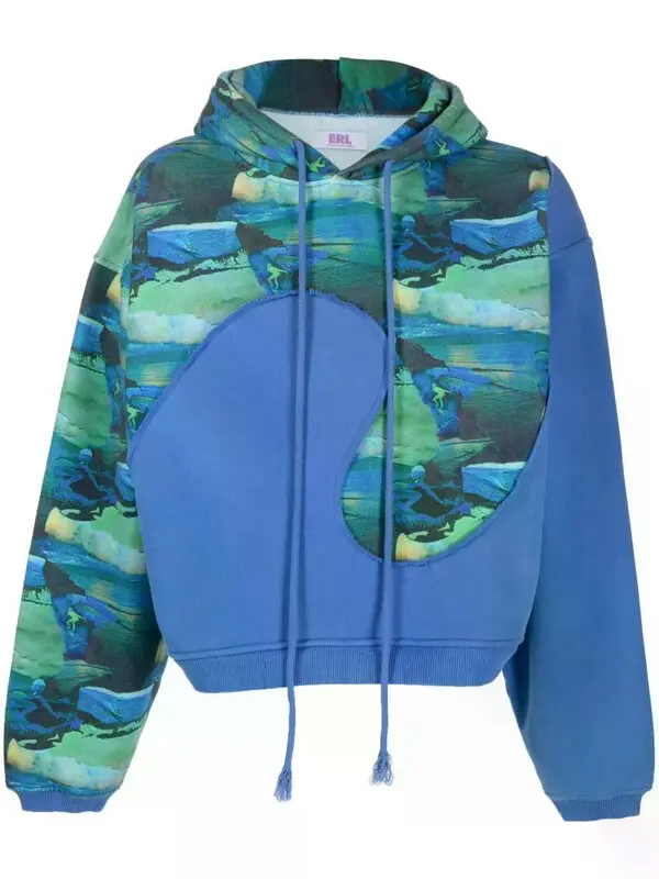 ERL Abstract-print Long-sleeved Hoodie - Blue