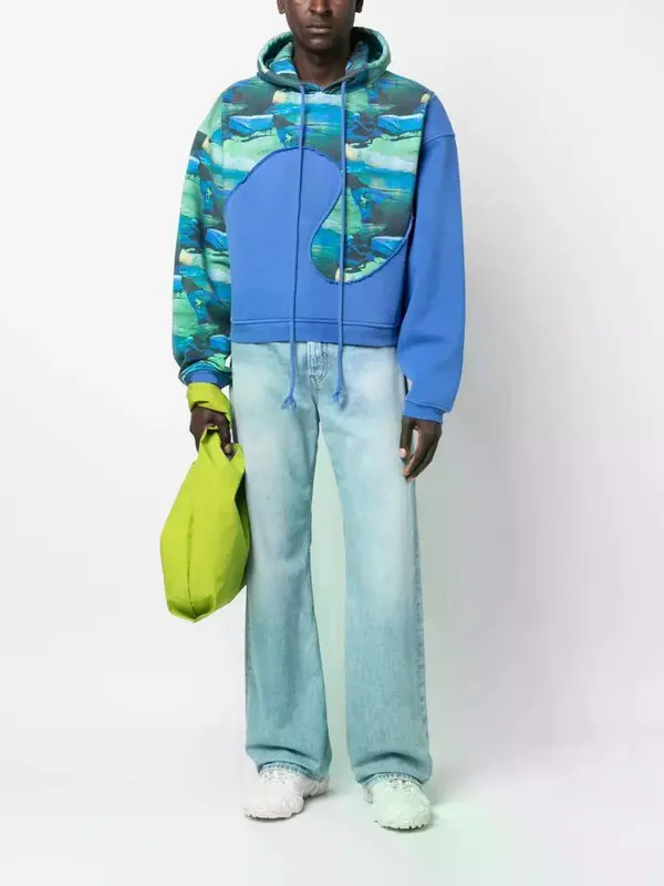 ERL Abstract Print Panelled Hoodie