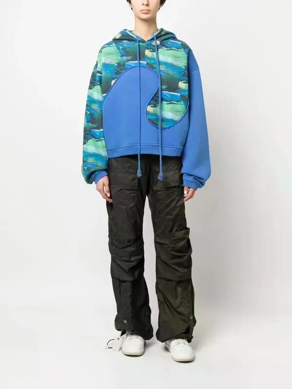ERL Abstract Print Panelled Hoodie