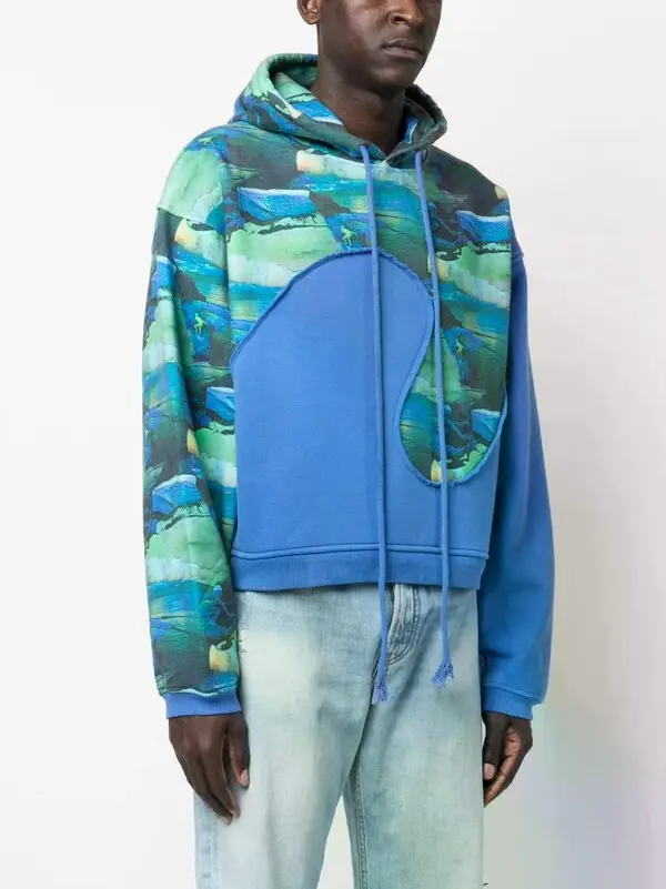 ERL Abstract Print Panelled Hoodie